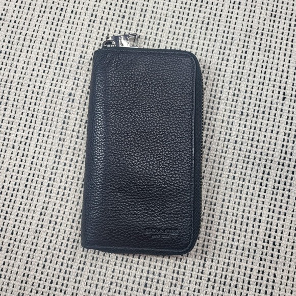 Coach | Bags | Coach Wallet Mens Black Leather Zip Around Bifold Card ...